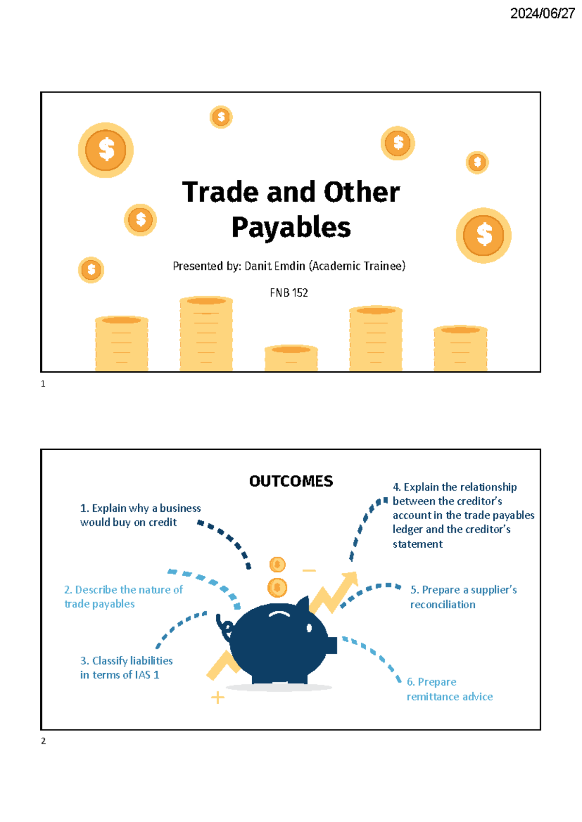 FNB 152 Trade and Other Payables - Class Notes and Overview - Studocu