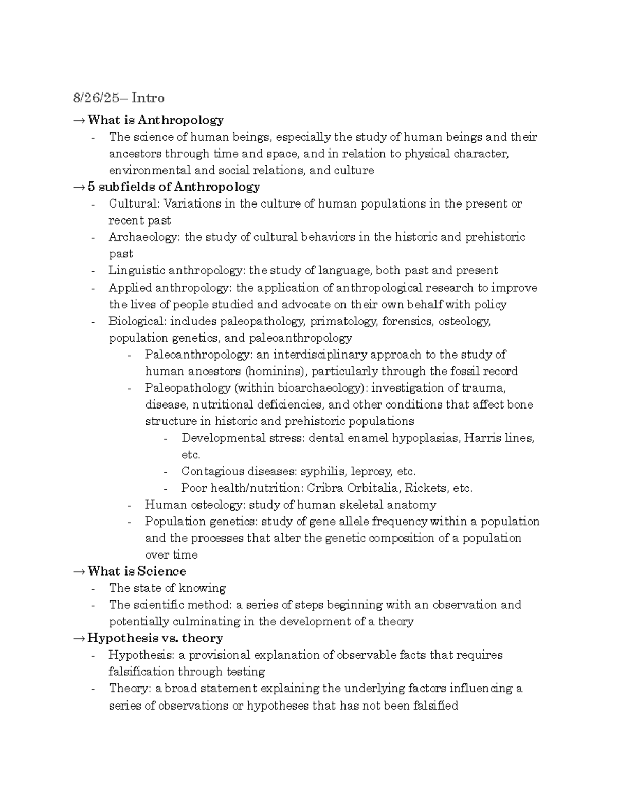 ANTH102 Lecture Notes: Introduction to Anthropology and Evolution - Studocu