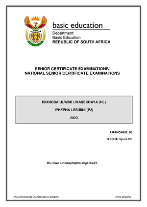 [Solved] amanzi yimpilo - IsiXhosa poetry and drama - Studocu