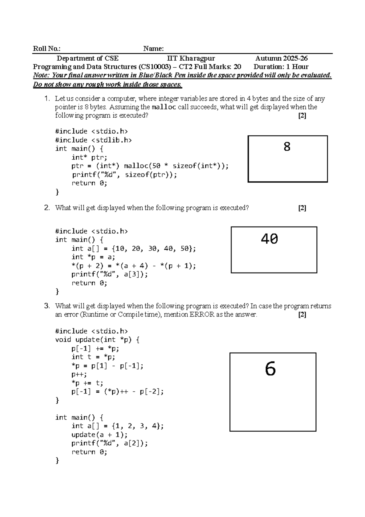 CT2 Programming & Data Structures Solutions - CSE IIT KGP - Studocu