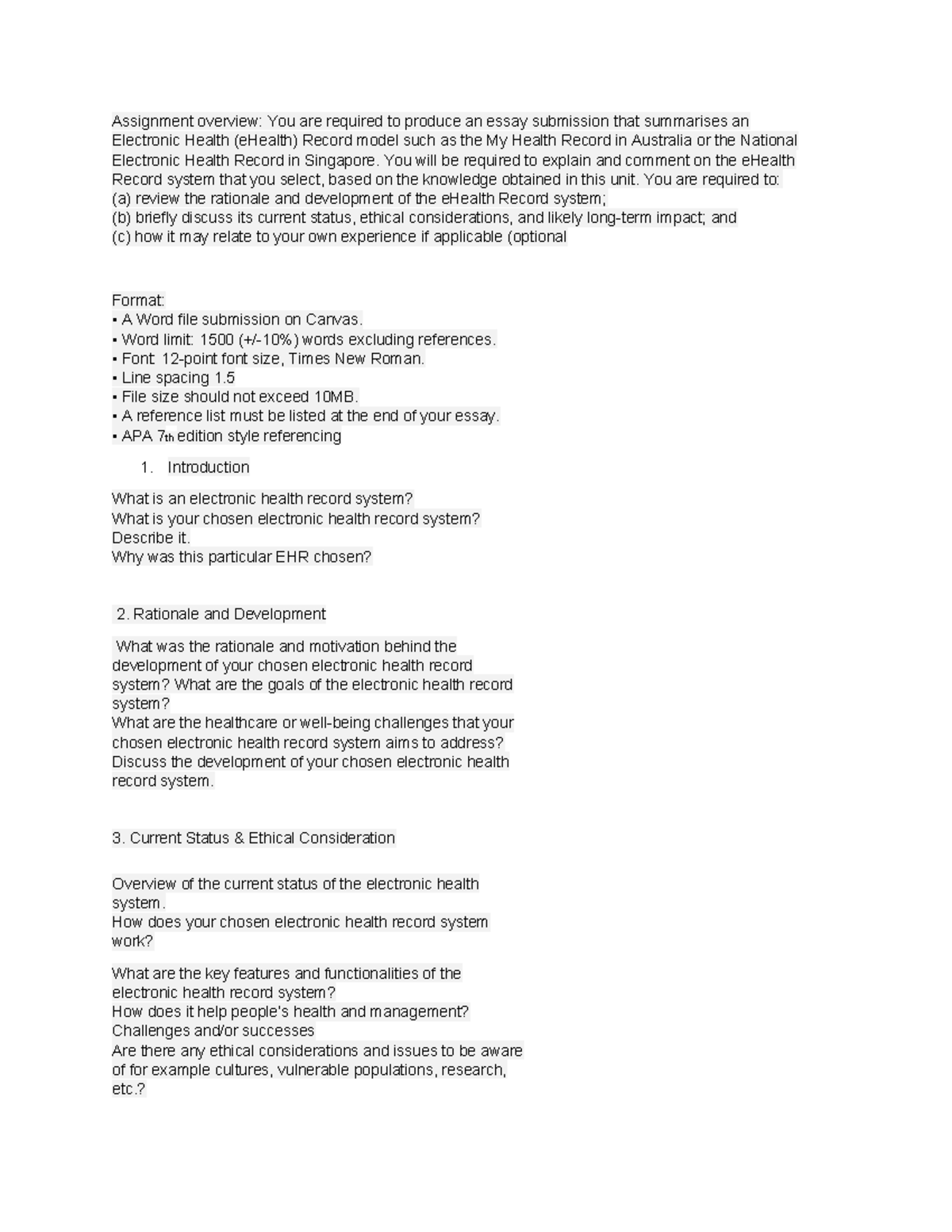 Assignment overview sample one - Assignment overview: You are required ...
