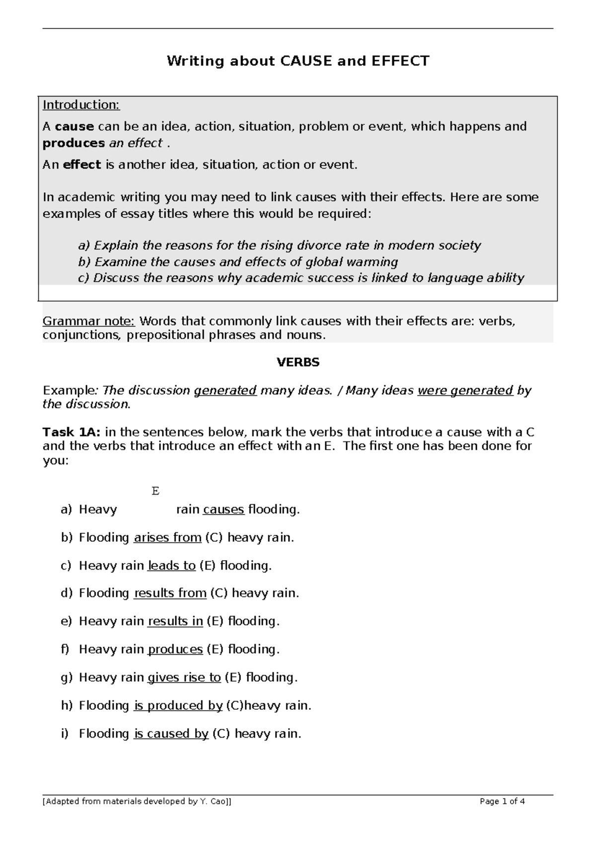 1-Cause-Effect Writing Guide for Academic Essays: Linking Ideas and ...