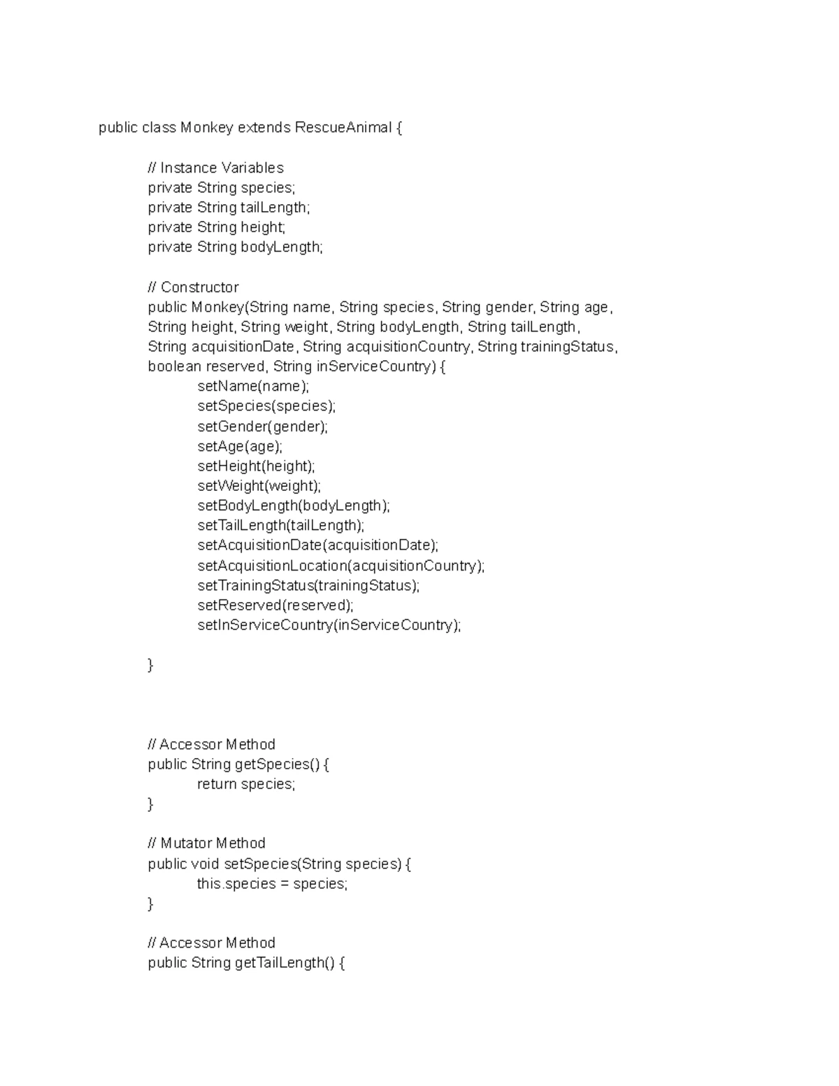 Driver class for menu loop and monkey intake java - util; import java.util; public class Driver ...