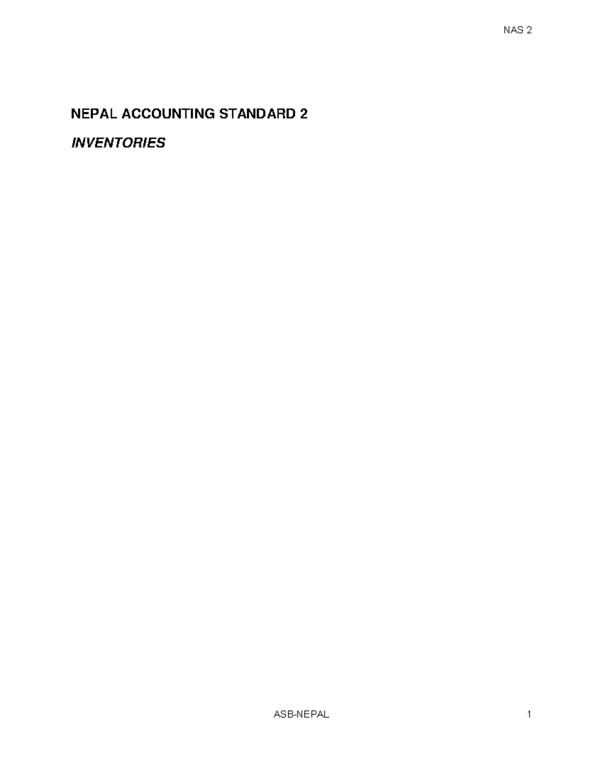 NAS-2 Inventories: Summary of Key IAS/IFRS Guidelines - Studocu