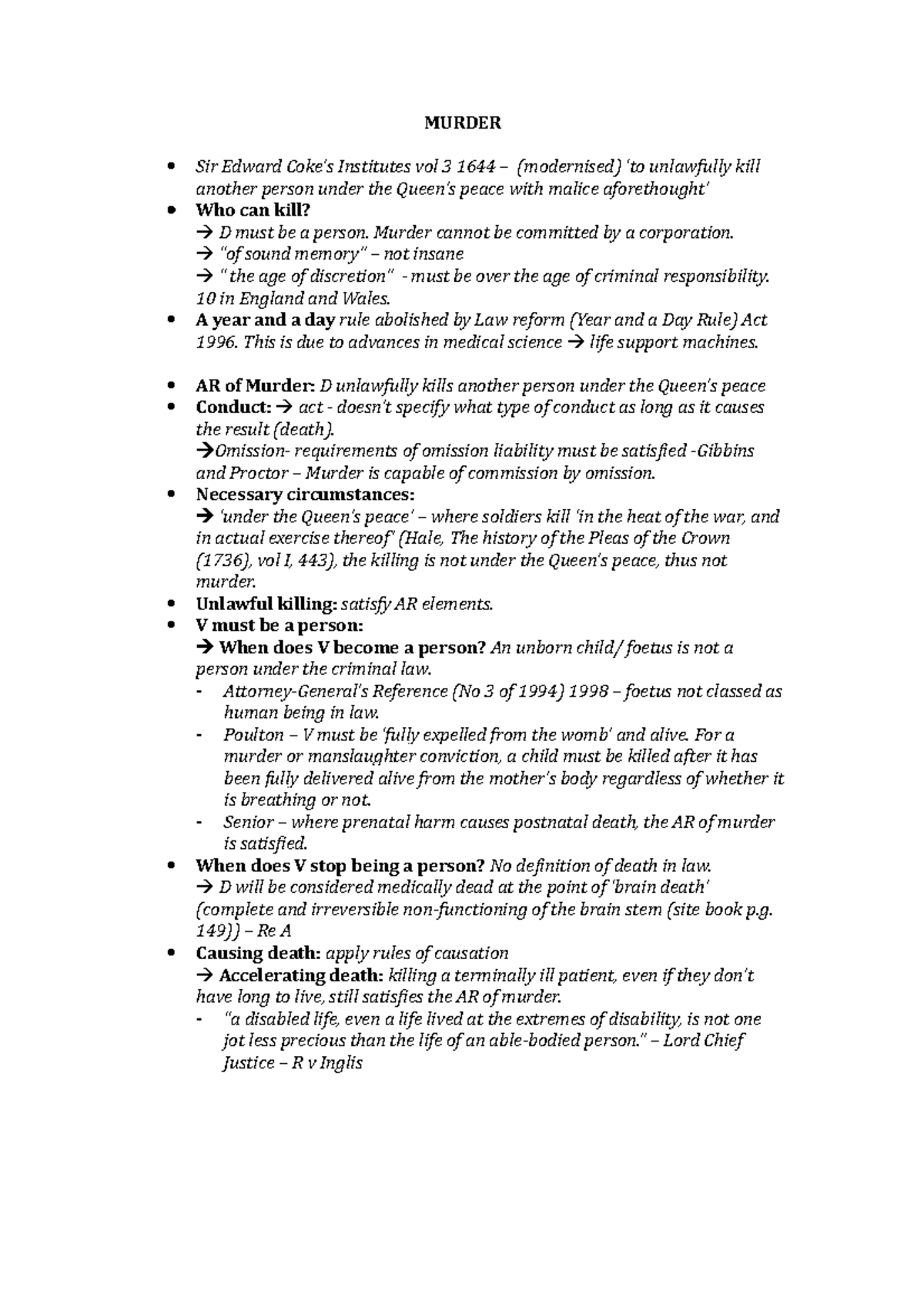 Murder notes - MURDER Sir Edward Coke’s Institutes vol 3 1644 ...