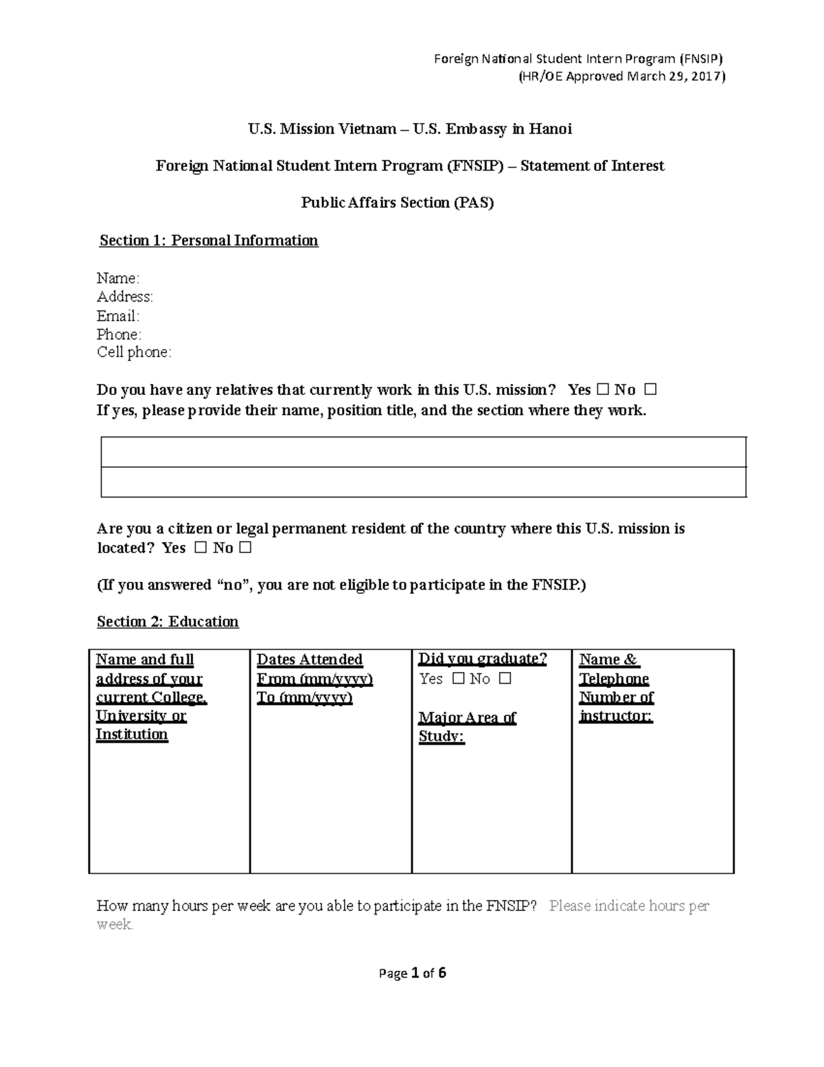 PAS FNSIP Statement of Interest & Agreement Form 1 Submission - Studocu