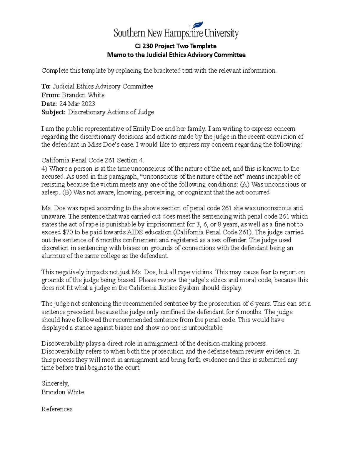 CJ-230 Module 3 Assignment: The Role of Discretion in Criminal Justice ...