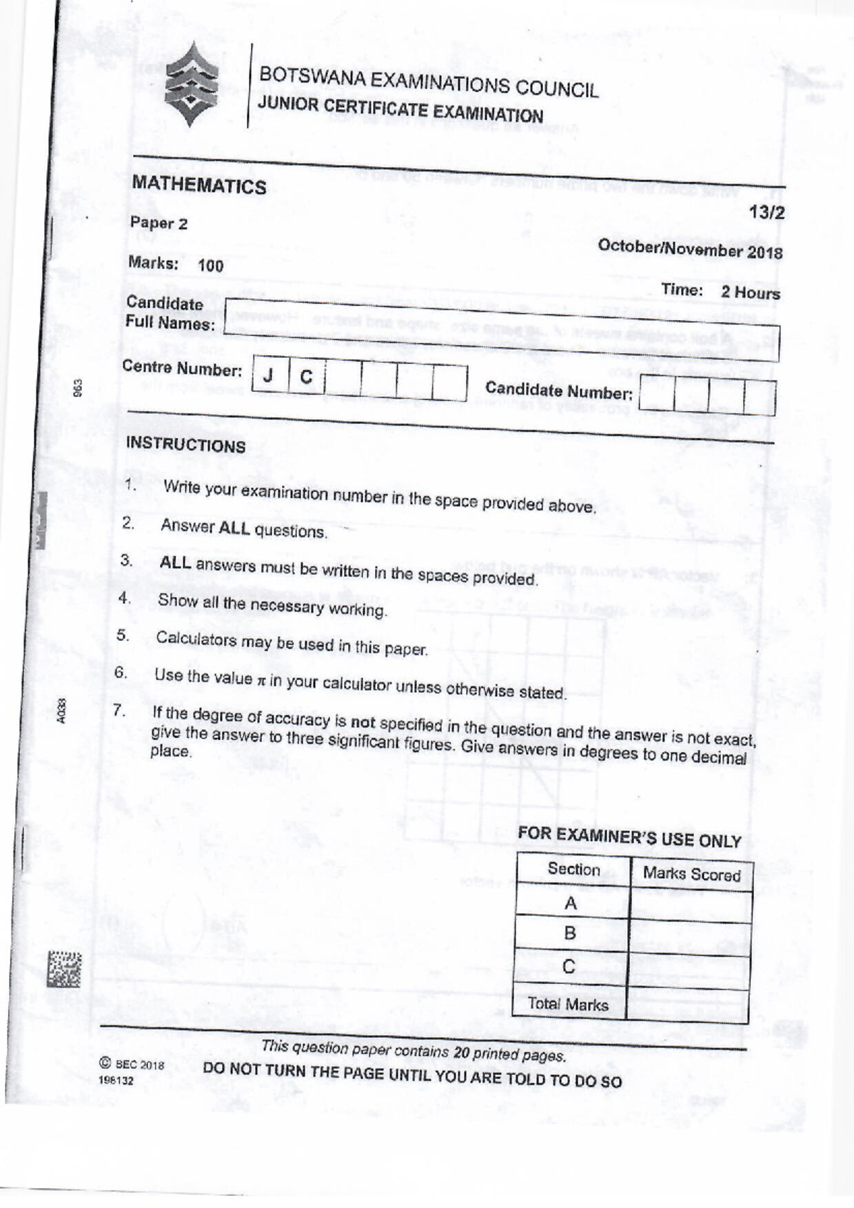 Maths JCE 2018 Revision Notes for Paper 2 - Studocu