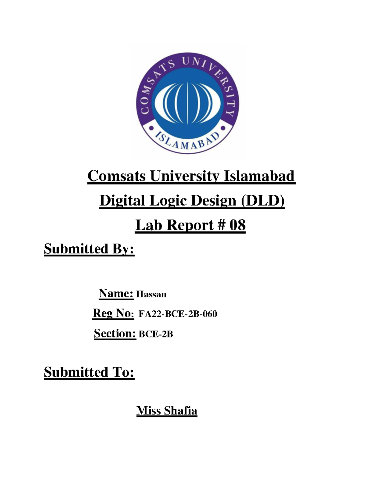 DLD Lab Report 08 - Design & Implementation of n-bit Multiplier - Studocu