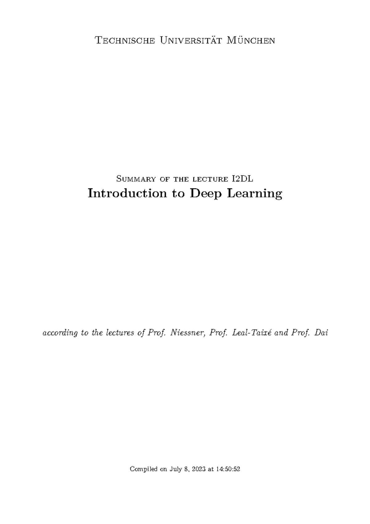 I2DL: Communal lecture notes on introduction to deep learning - Studocu