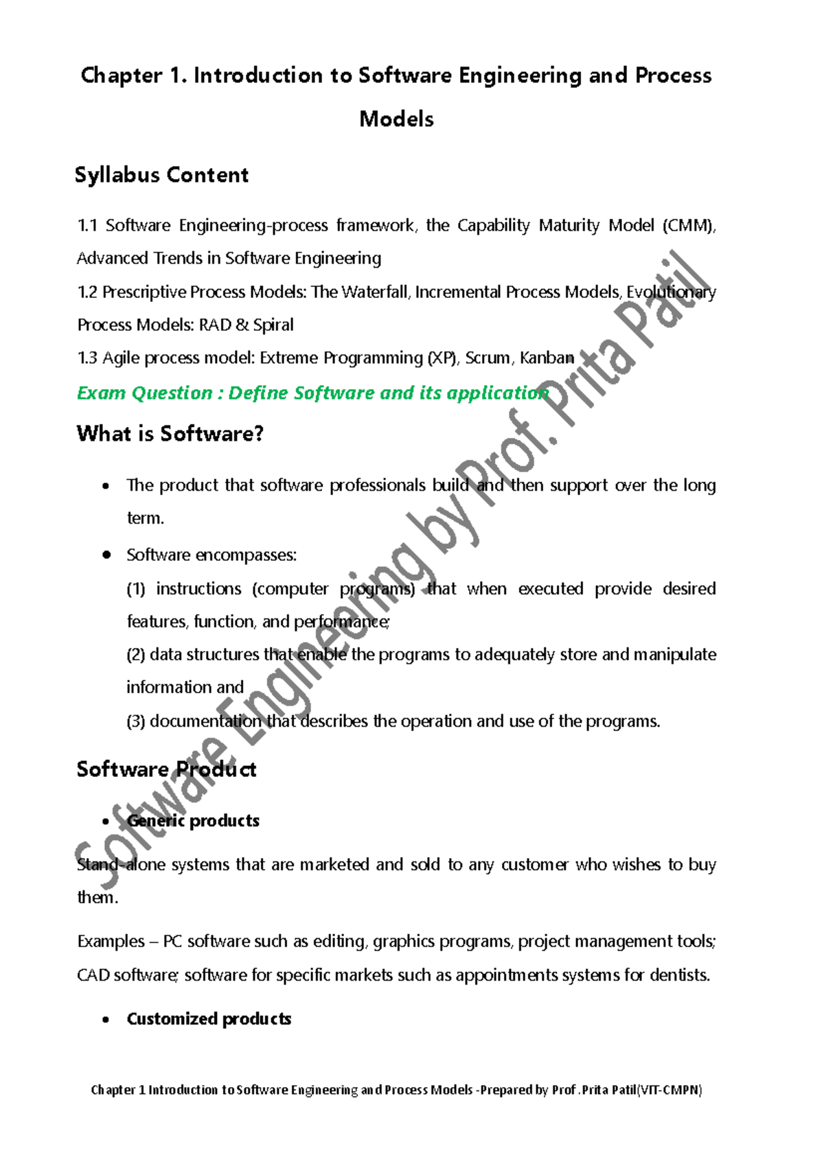 Chapter 1 Introduction To Software Engineering and Process Models - IT ...