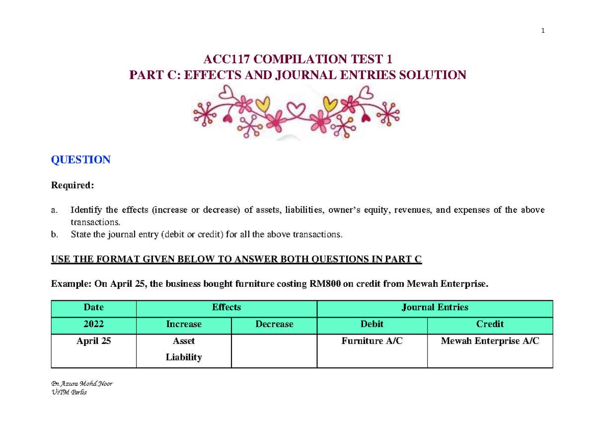 ACC117 Compilation TEST 1 PART C Solution - Pn Mohd ACC117 COMPILATION ...