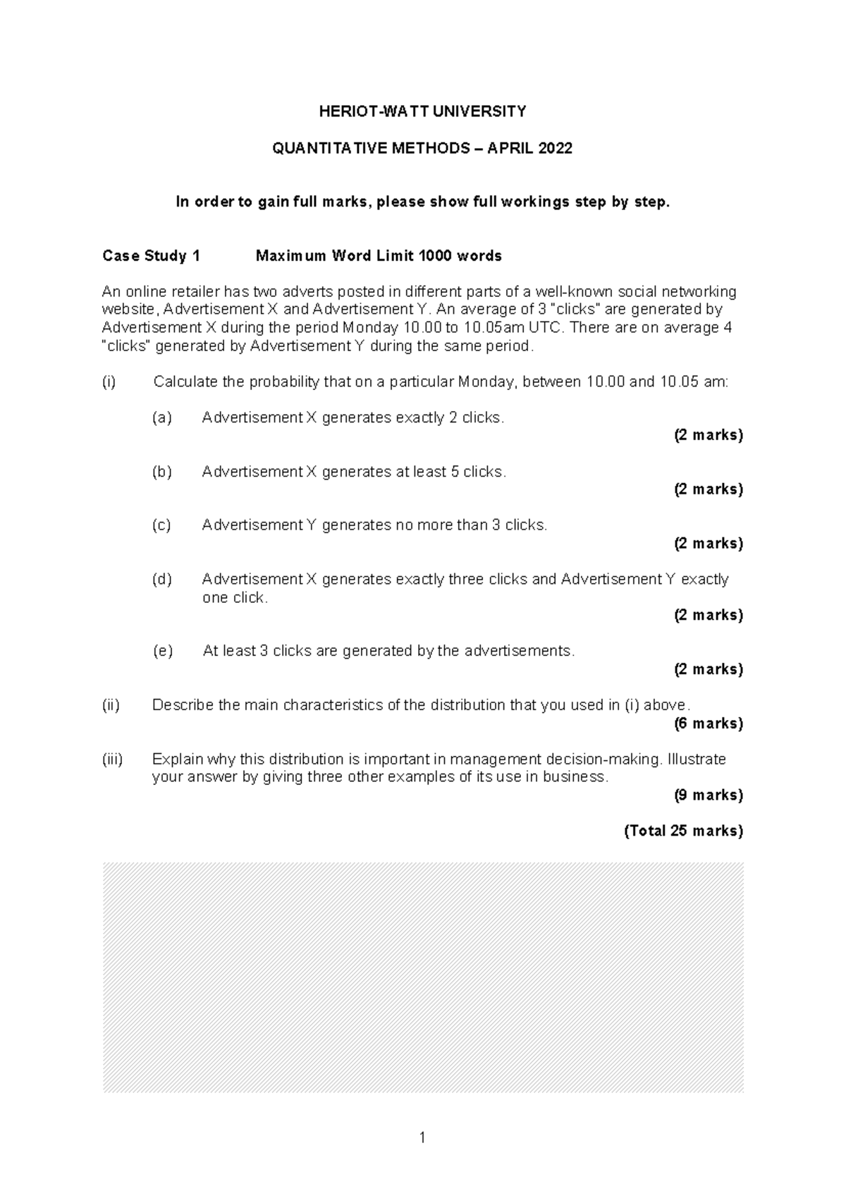 H11QM APR 2022 - Quantitative Methods Case Study Exam Solutions - Studocu