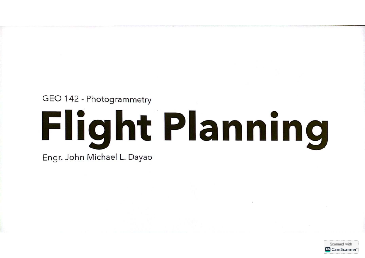 GEO 142 Photogrammetry Flight Planning Lecture Notes - Updated - Studocu