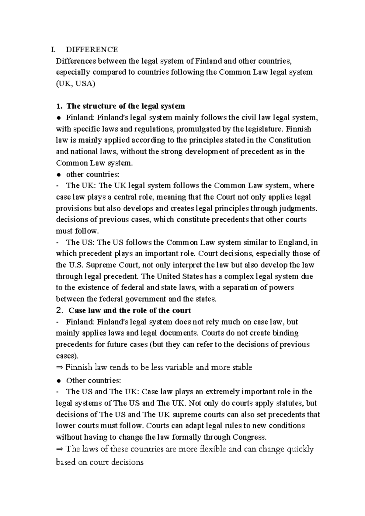 Legal Systems Comparison: Finland vs Common Law Countries (UK, USA ...