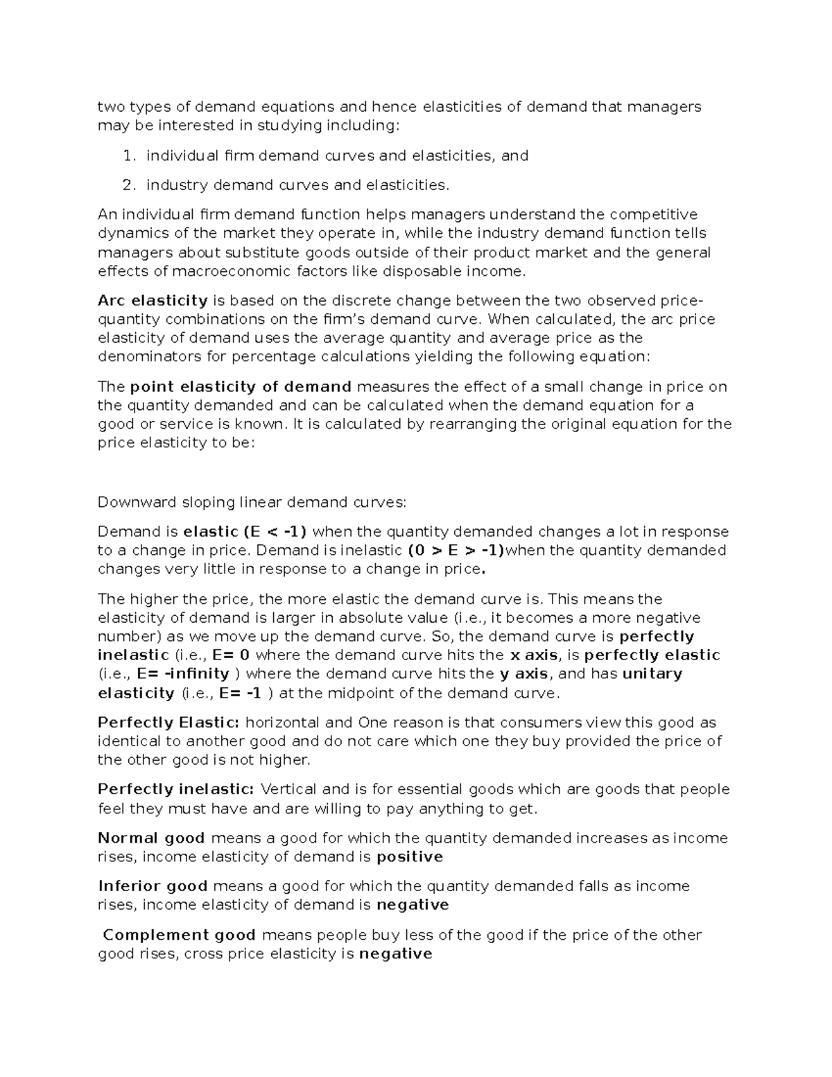 Demand Equations & Elasticities: Insights for Managers (Lesson 2) - Studocu