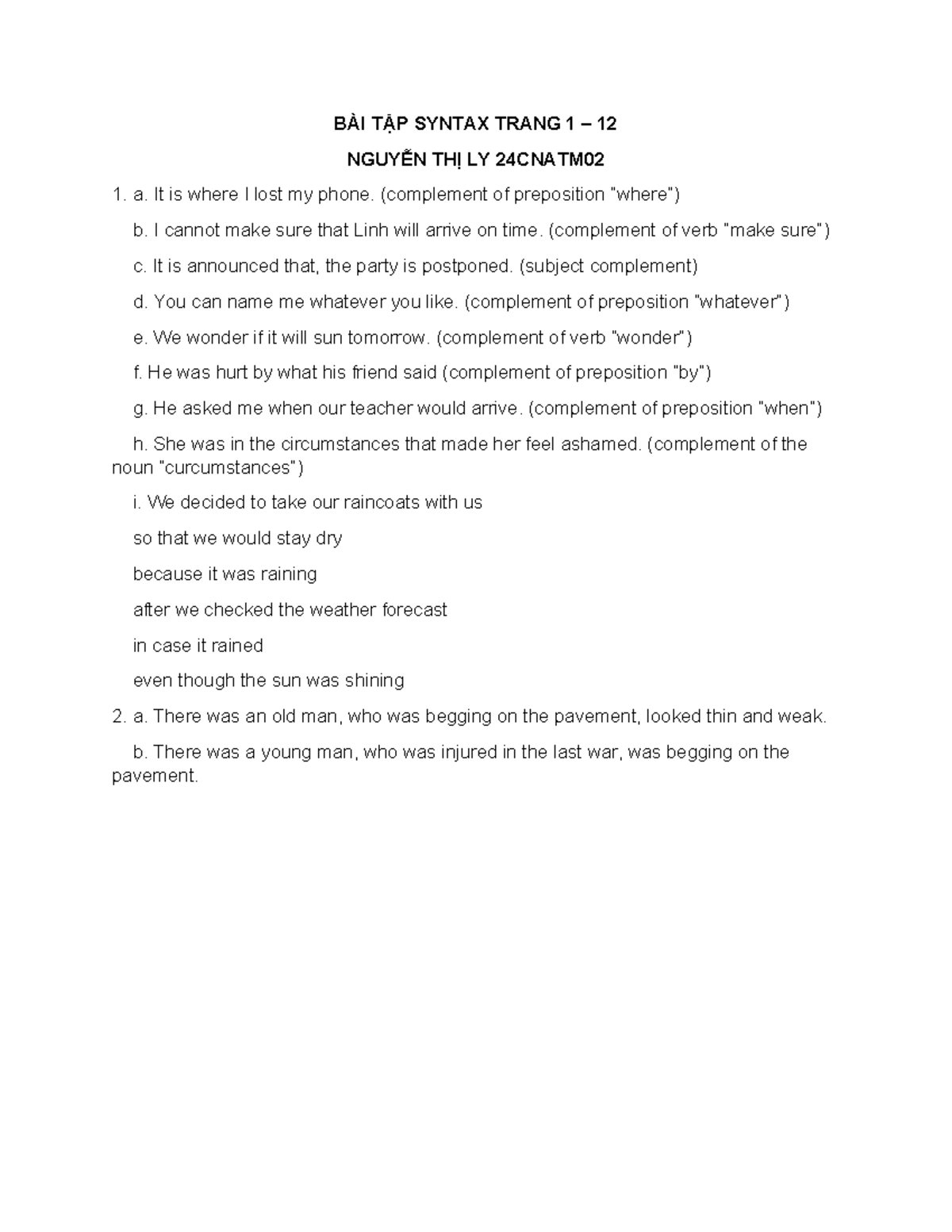 BÀI TẬP SYNTAX 1-12 - Bài Tập Trắc Nghiệm 24CNATM02 - Studocu