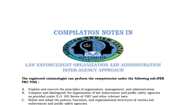 LAW 101: Law Enforcement Organization and Administration Overview - Studocu