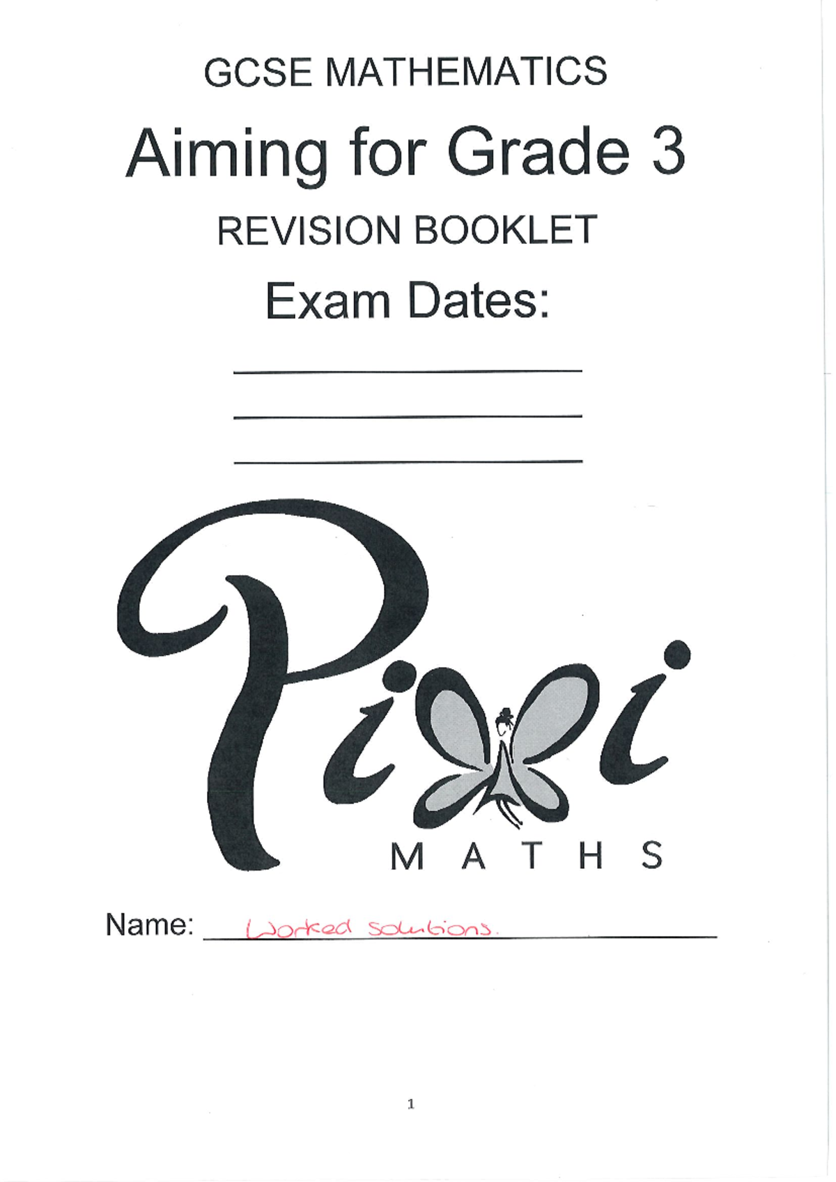 GCSE MATHS Aiming for Grade 3 REVISION BOOKLET with Answers - Studocu