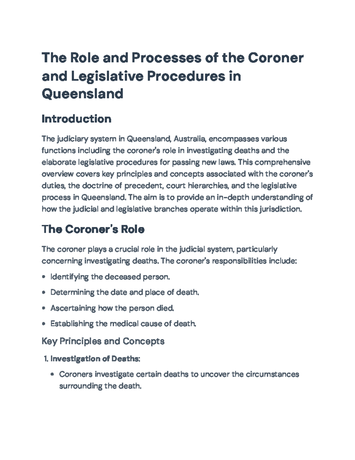 The Role of the Coroner and Legislative Processes in Queensland - The ...