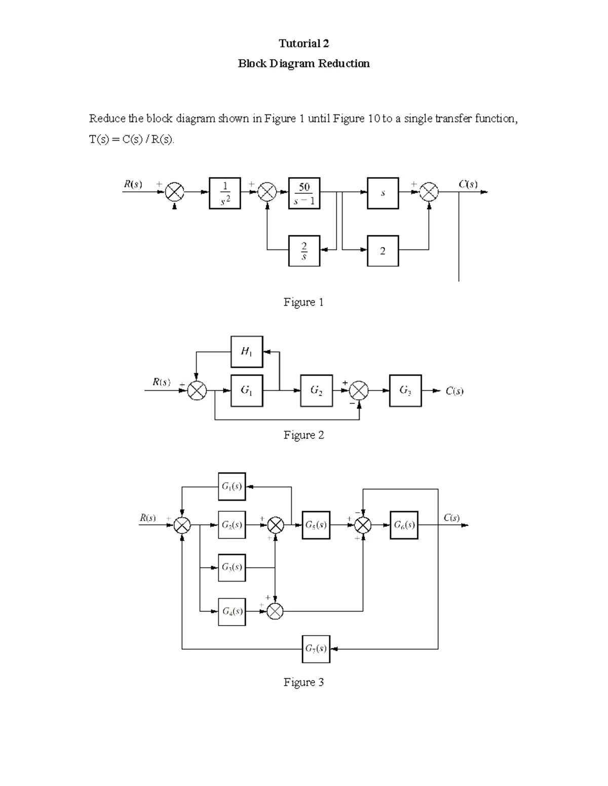 16-5157 Tutorial 2.1 - Block Diagram Reduction - Solutions - Tutorial ...