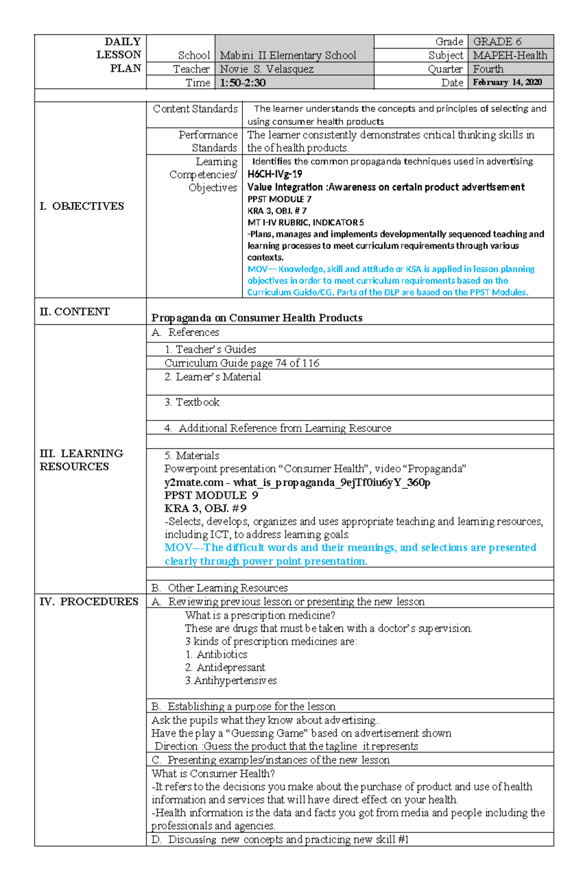 DLP MAPEH-Health (4.7) Revised Lesson Plan on Consumer Health - Studocu