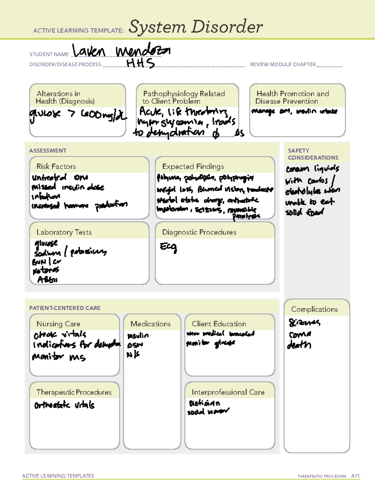 NURS117 - System Disorder: Active Learning Template for HHS - Studocu