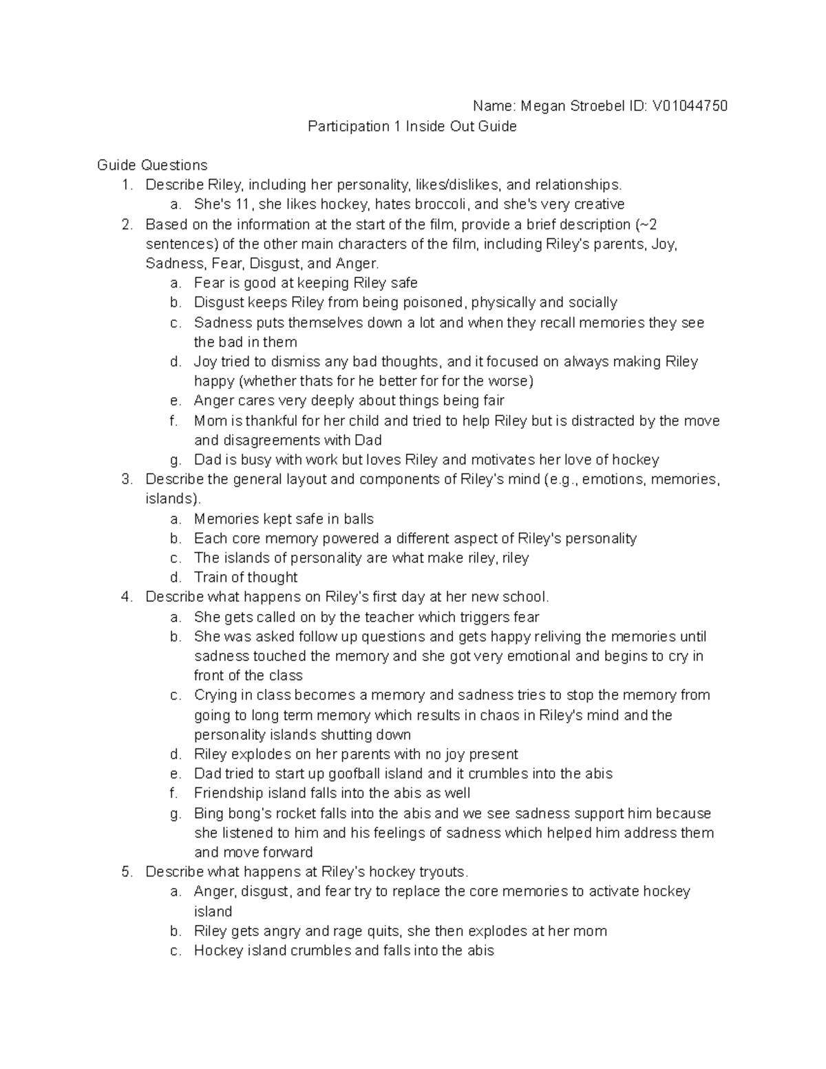 Inside Out Analysis: Character Dynamics & Emotional Journey - Studocu