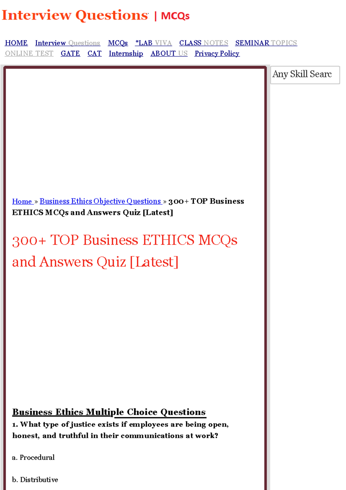 300+ Business Ethics MCQs & Answers Quiz [Latest] 2022 Exam Prep - Studocu
