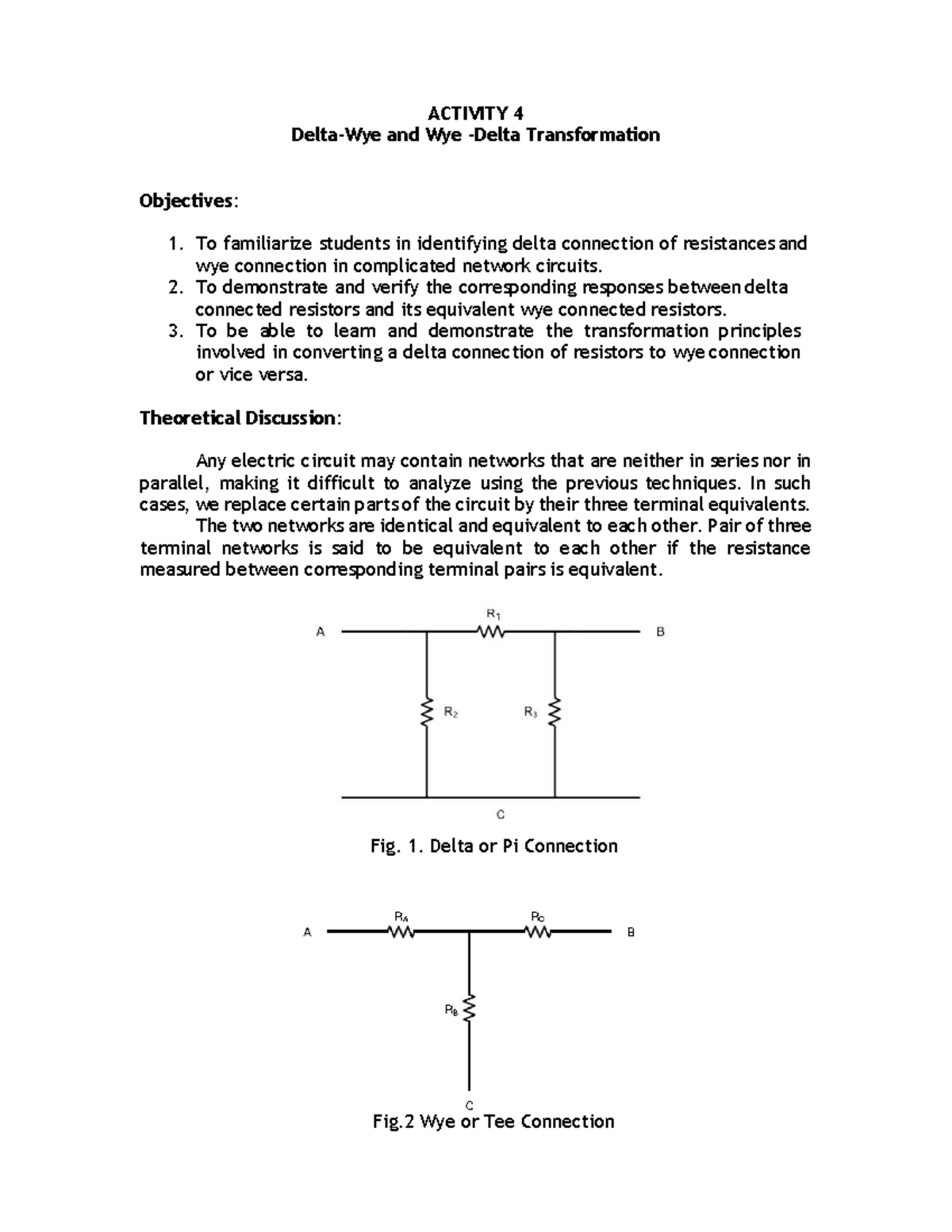 Activity 4: Delta to Wye Transformation in Circuit Analysis - Studocu