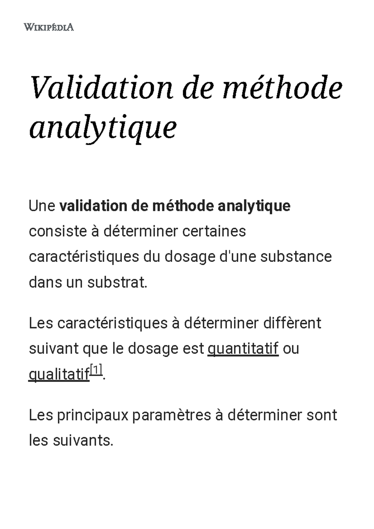 Validation de méthode analytique - Validation de méthode analytique Une validation de méthode ...