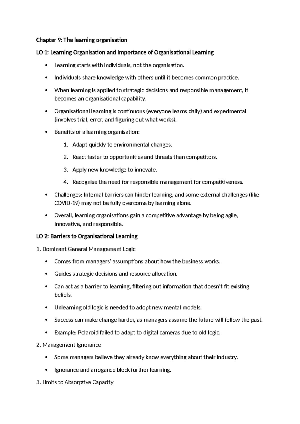 HBMN230-1-3 Chapter 9: The Learning Organisation and Its Importance ...