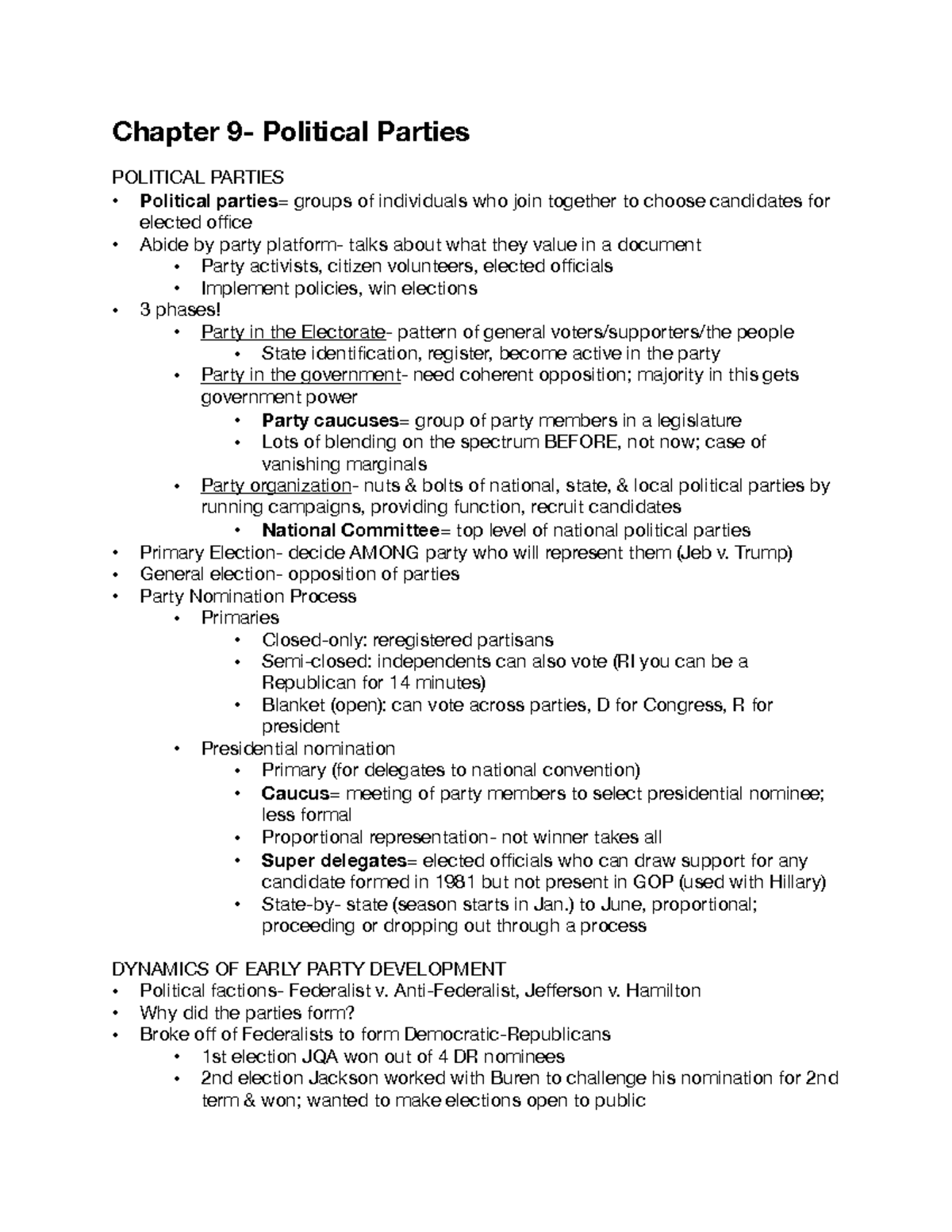 Chapter 9- Political Parties - Chapter 9- Political Parties POLITICAL ...