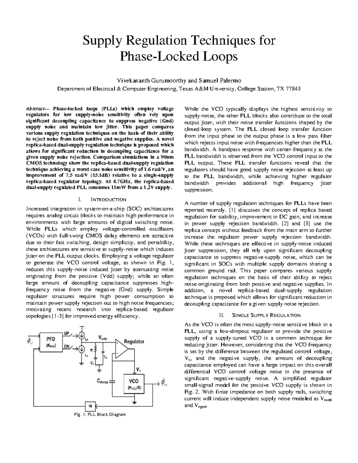 Supply Regulation Techniques for PLLs (ECE 2019) - Studocu