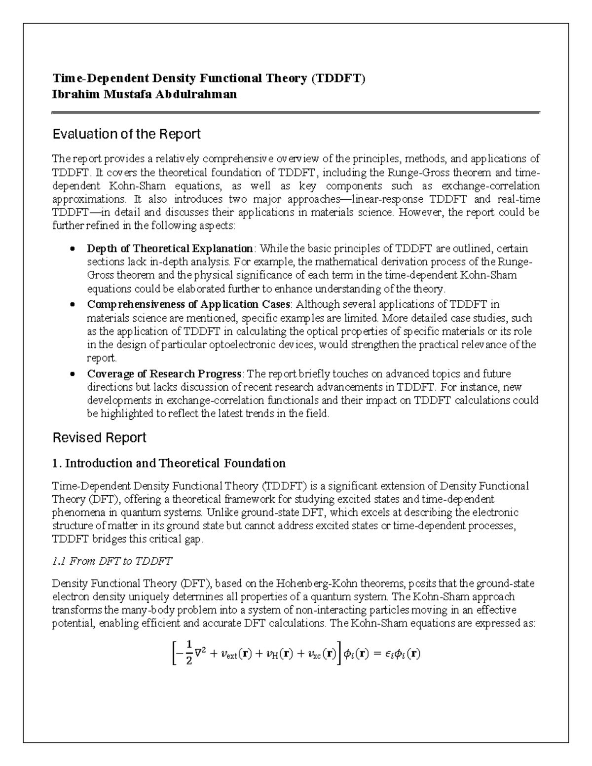 Review and Revision of TDDFT: Principles and Applications - Studocu