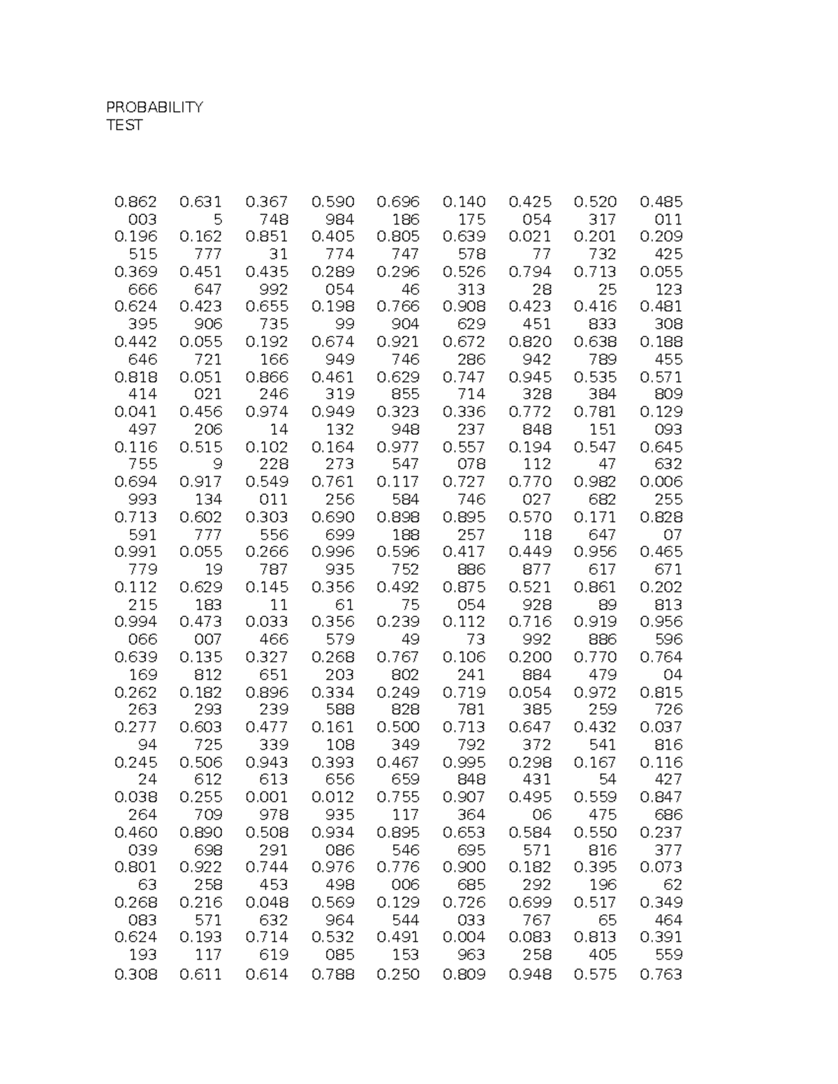 Probability TEST #1 - Random Formula Analysis - Studocu
