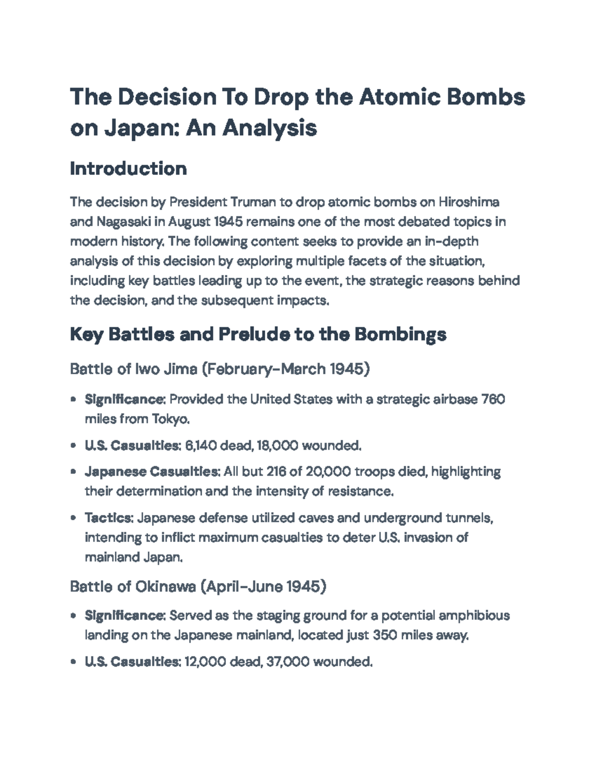 The Decision to Drop Atomic Bombs on Japan: A Comprehensive Analysis ...