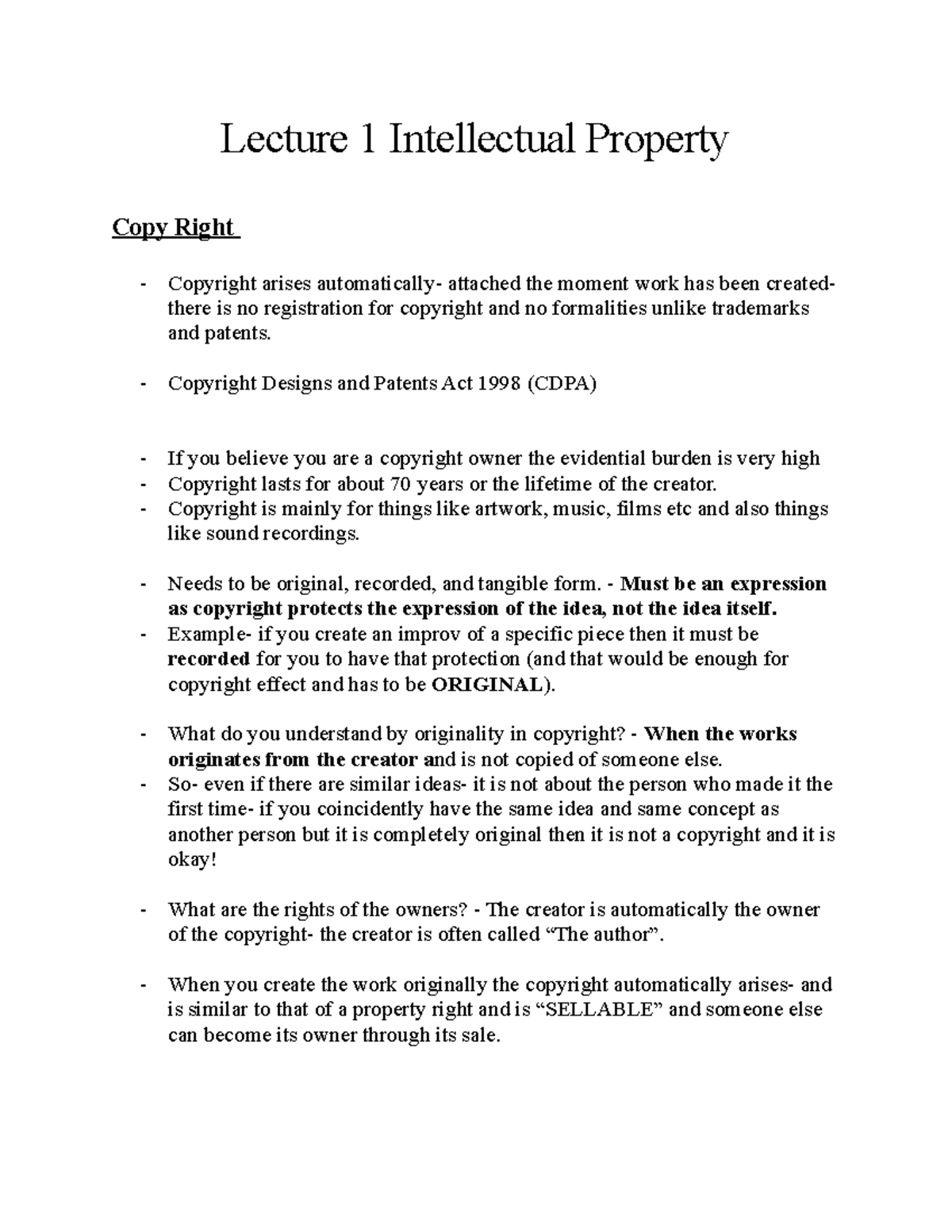 Lecture 1 Intellectual Property - Lecture 1 Intellectual Property Copy ...