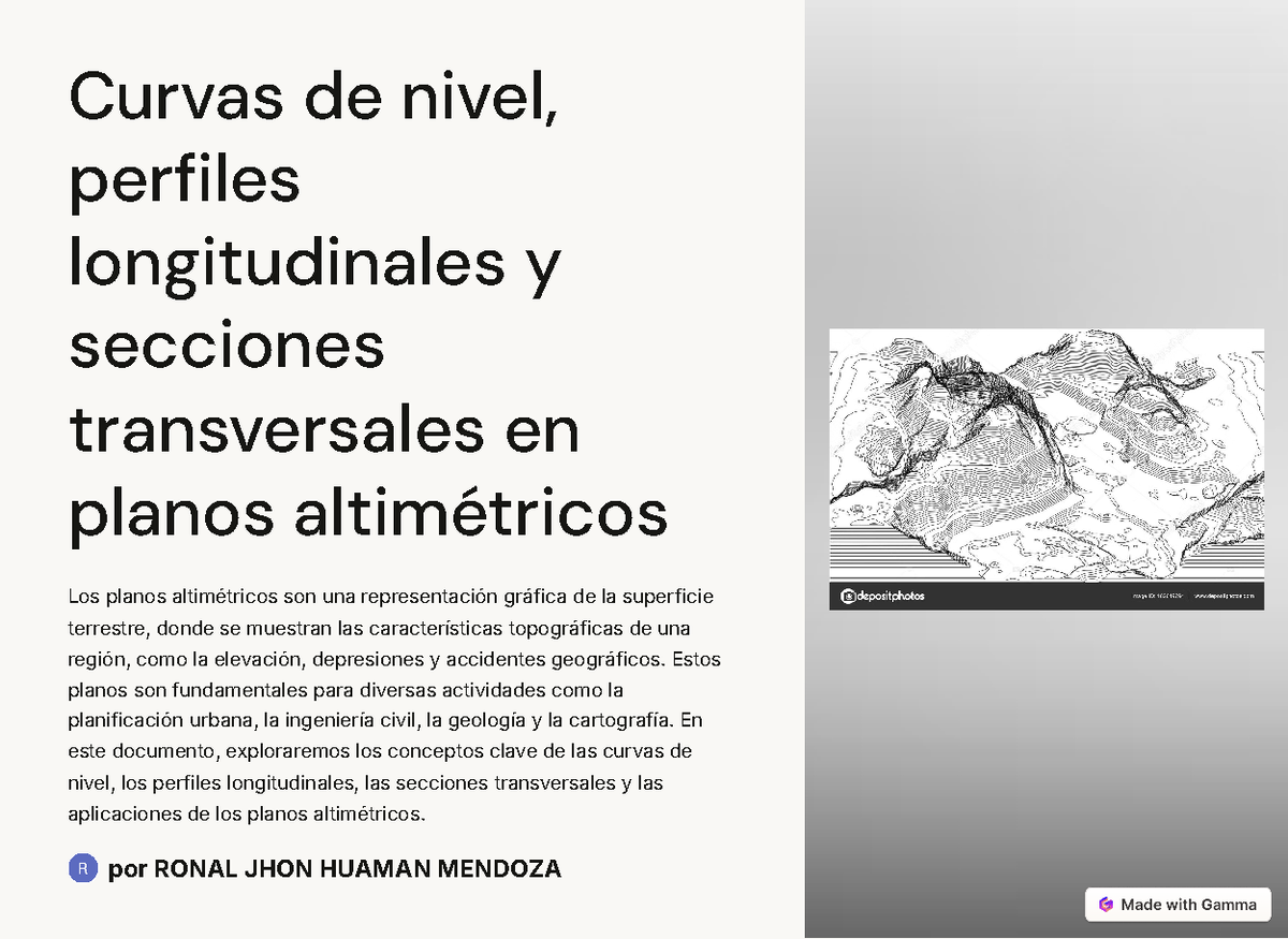 Curvas de Nivel, Perfiles Longitudinales y Secciones Transversales en ...
