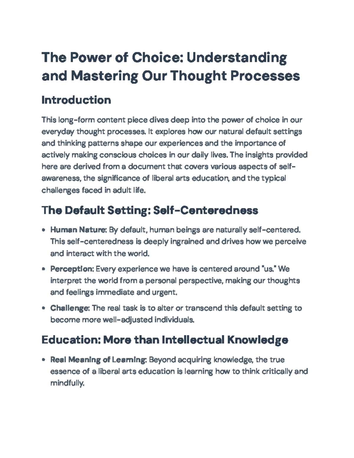 The Power of Choice: Mastering Conscious Thought Processes in Life ...