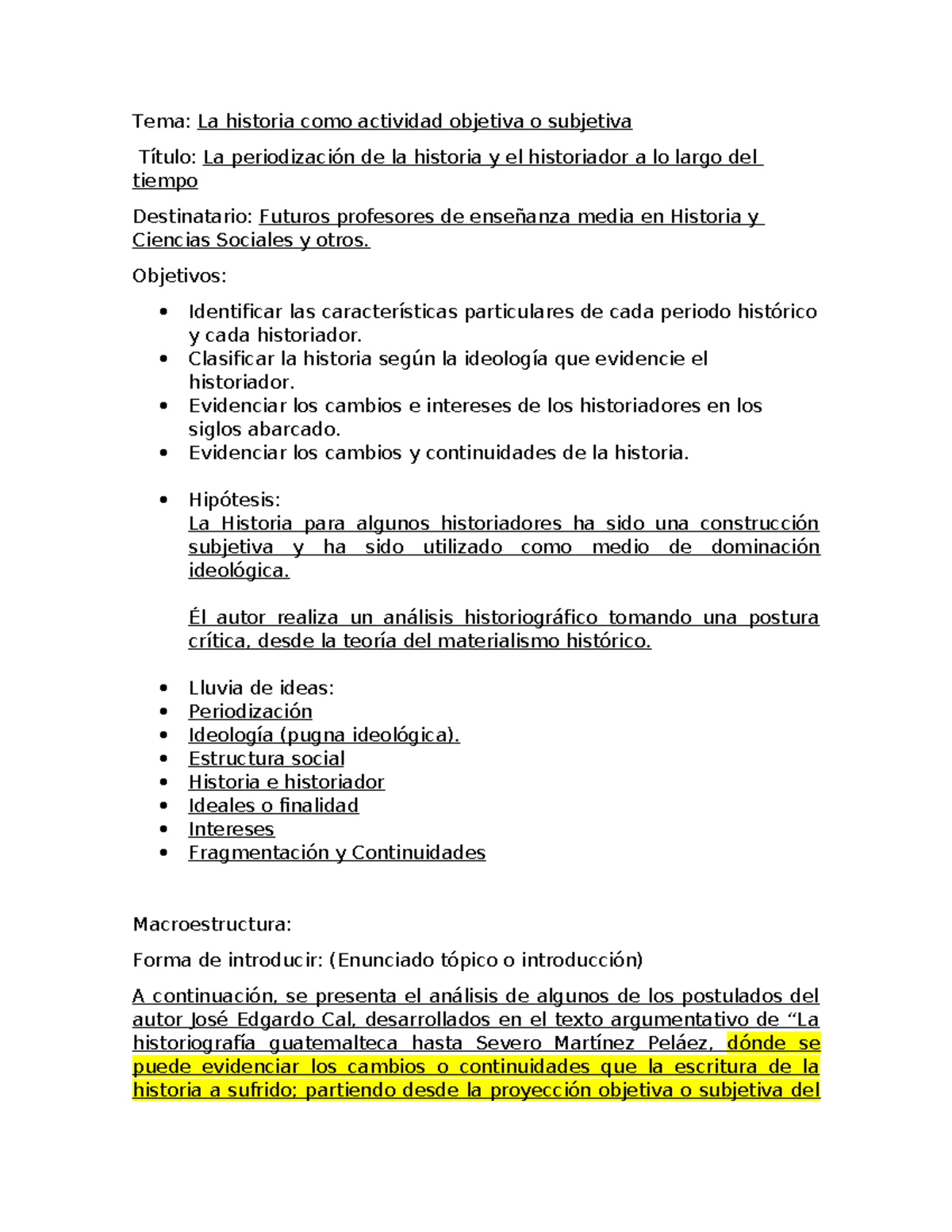 Análisis del Ensayo sobre los postulados de José Caal en Historia - Studocu