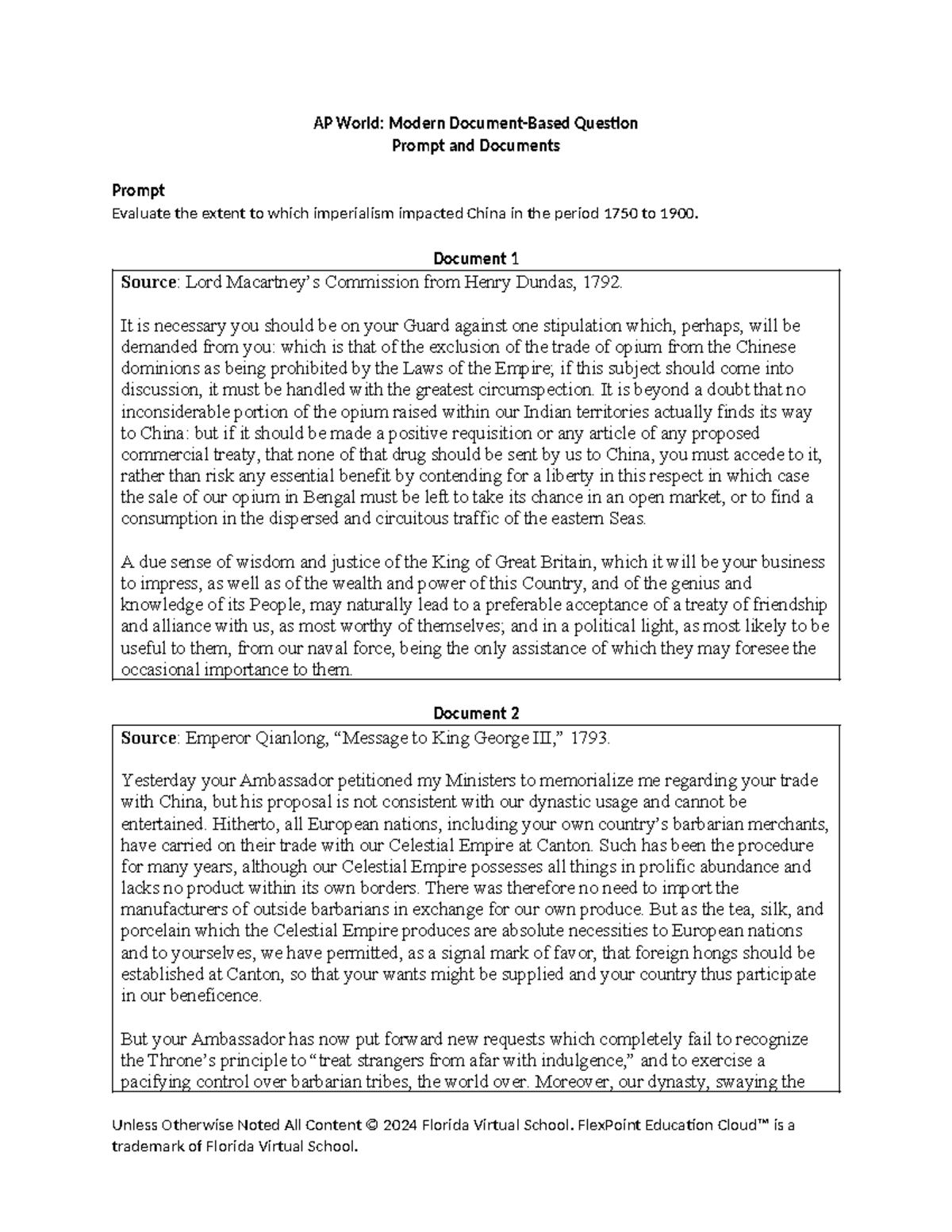 Dbq m6 - yolo - AP World: Modern Document-Based Question Prompt and Documents Prompt Evaluate ...