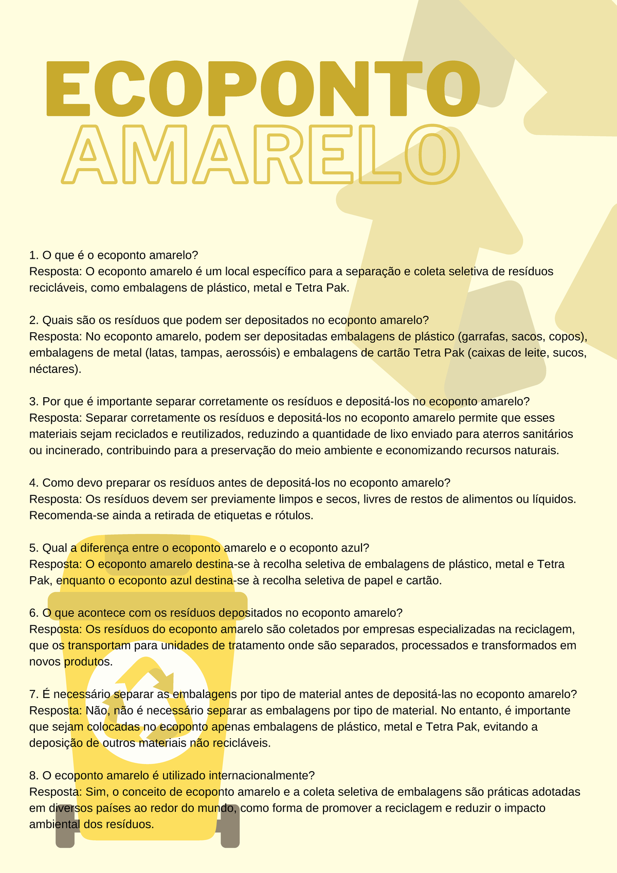 Ecoponto Amarelo e Verde: Guia Completo de Reciclagem - Studocu