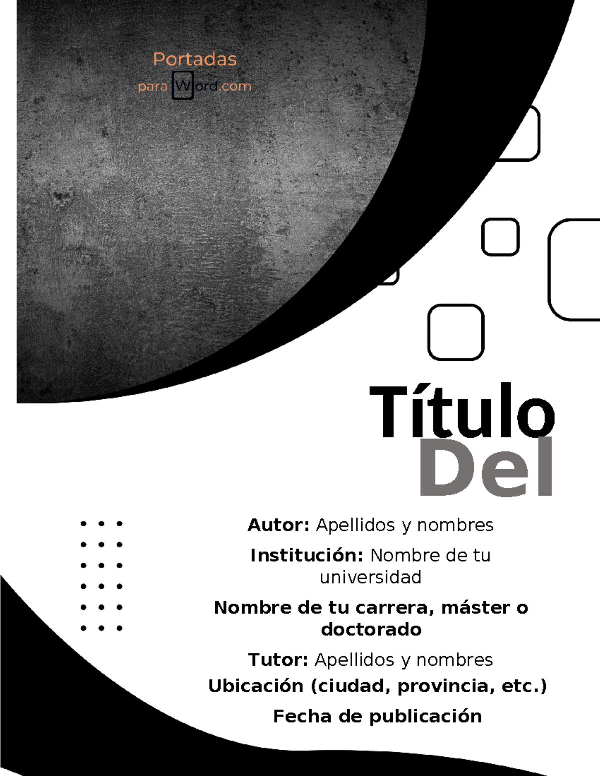 Portada Elegante para TFG en Word: Diseño y Formato - Studocu