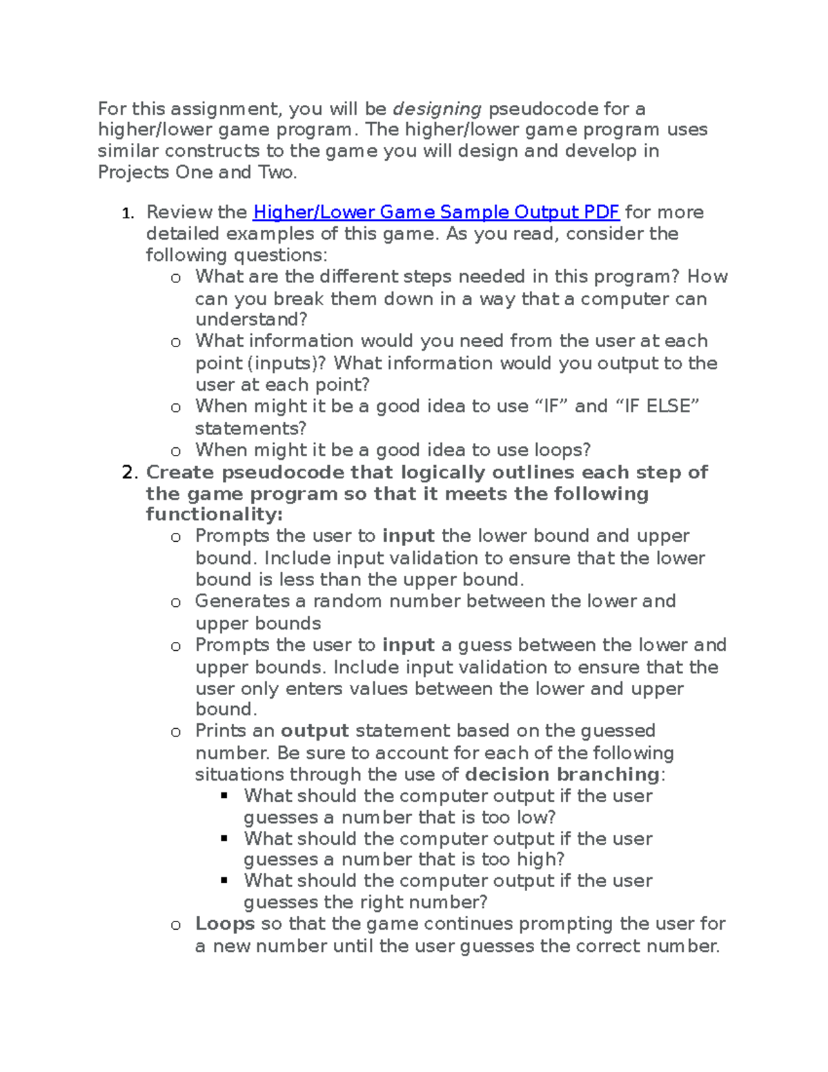 IT-140-J7195 4-3 Assign: Pseudocode for Higher/Lower Game - Studocu