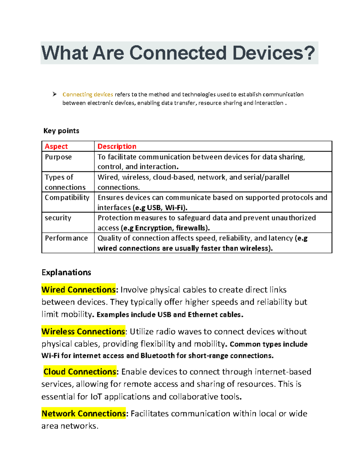 Assigment 1 & 2 - Assignment - What Are Connected Devices? Connecting devices refers to the ...