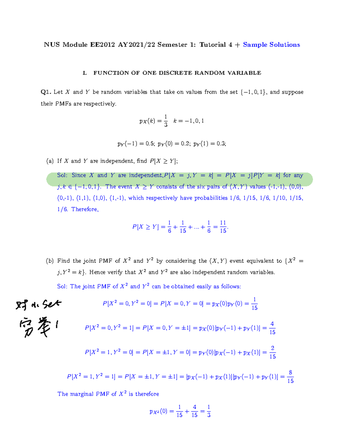 EE2012 Tutorial 4 Solutions - NUS Module EE2012 AY2021/22 Semester 1 ...