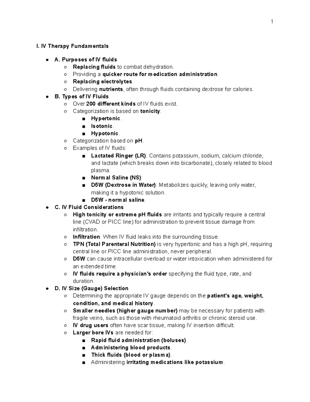 IV Therapy Fundamentals: Key Concepts and Considerations - Studocu