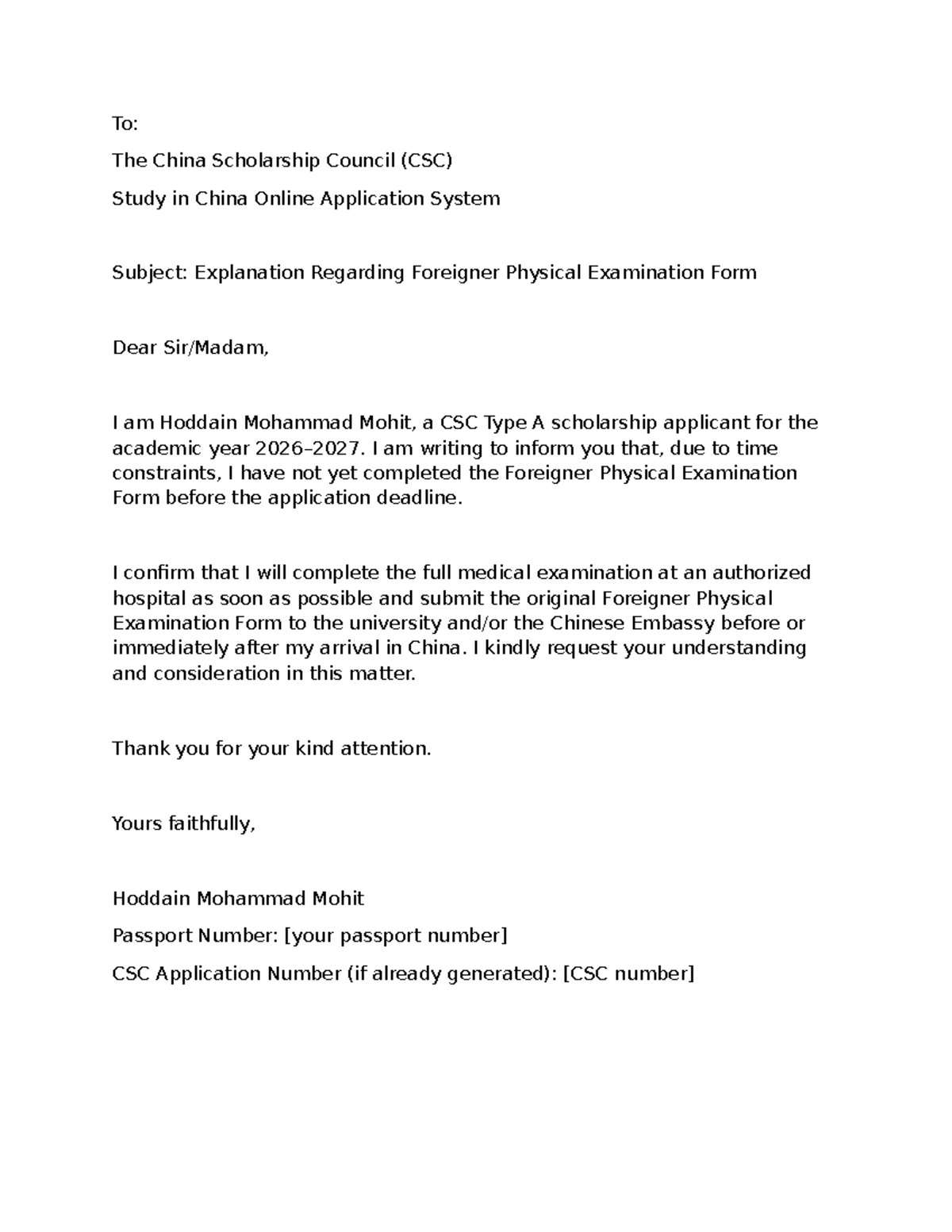 CSC Type A Scholarship: Foreigner Physical Examination Explanation ...