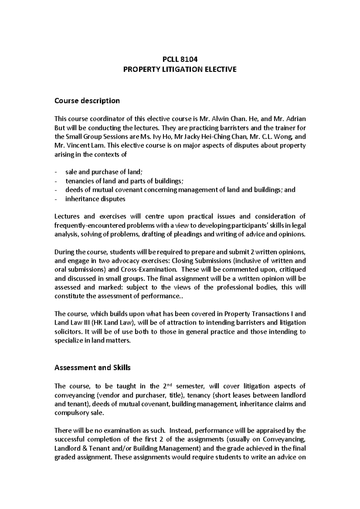 HKU PCLL Financial Regulations & Practice Elective Course Outline - Studocu